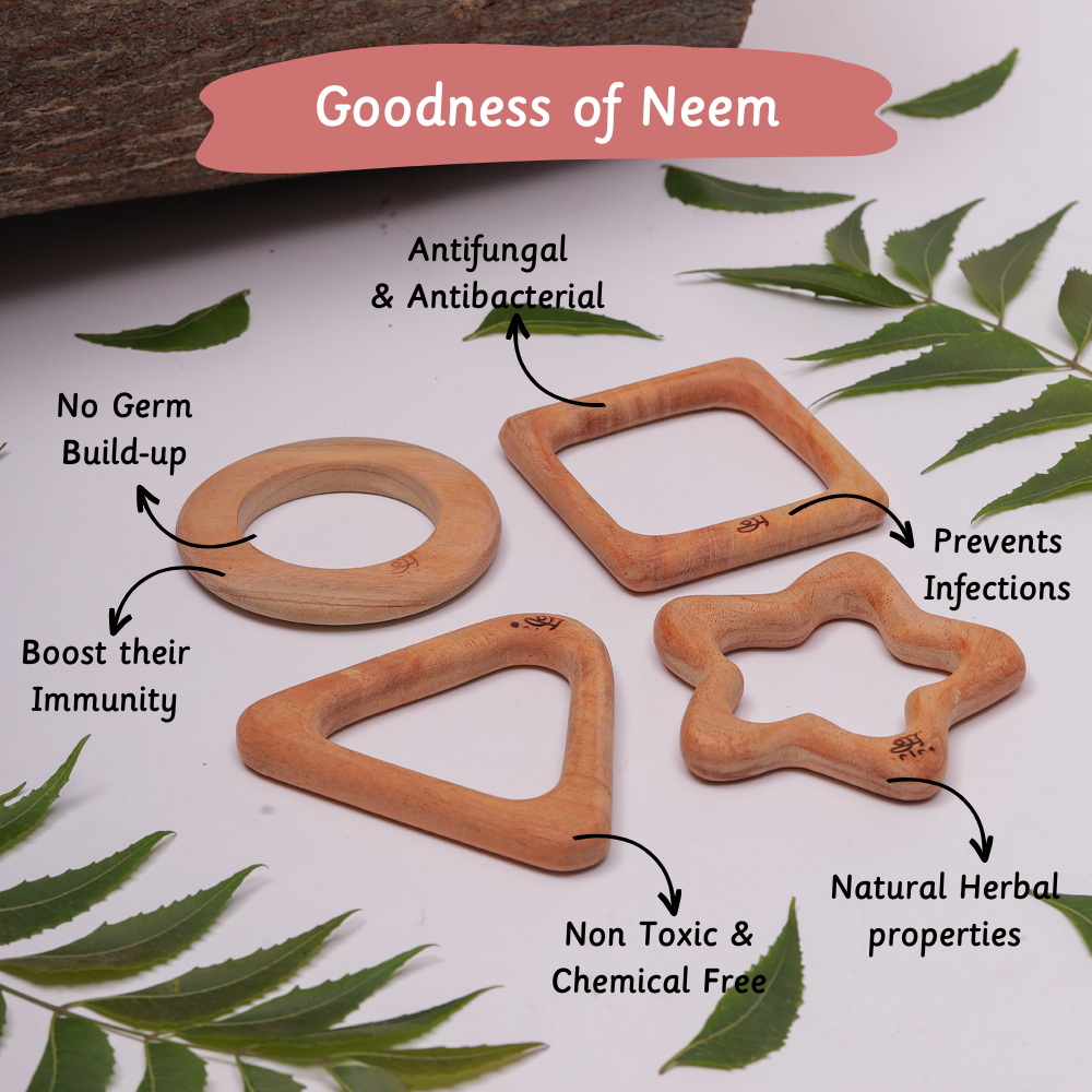 Buy Best Wooden teethers for babies Online India| Organic Neem Wood