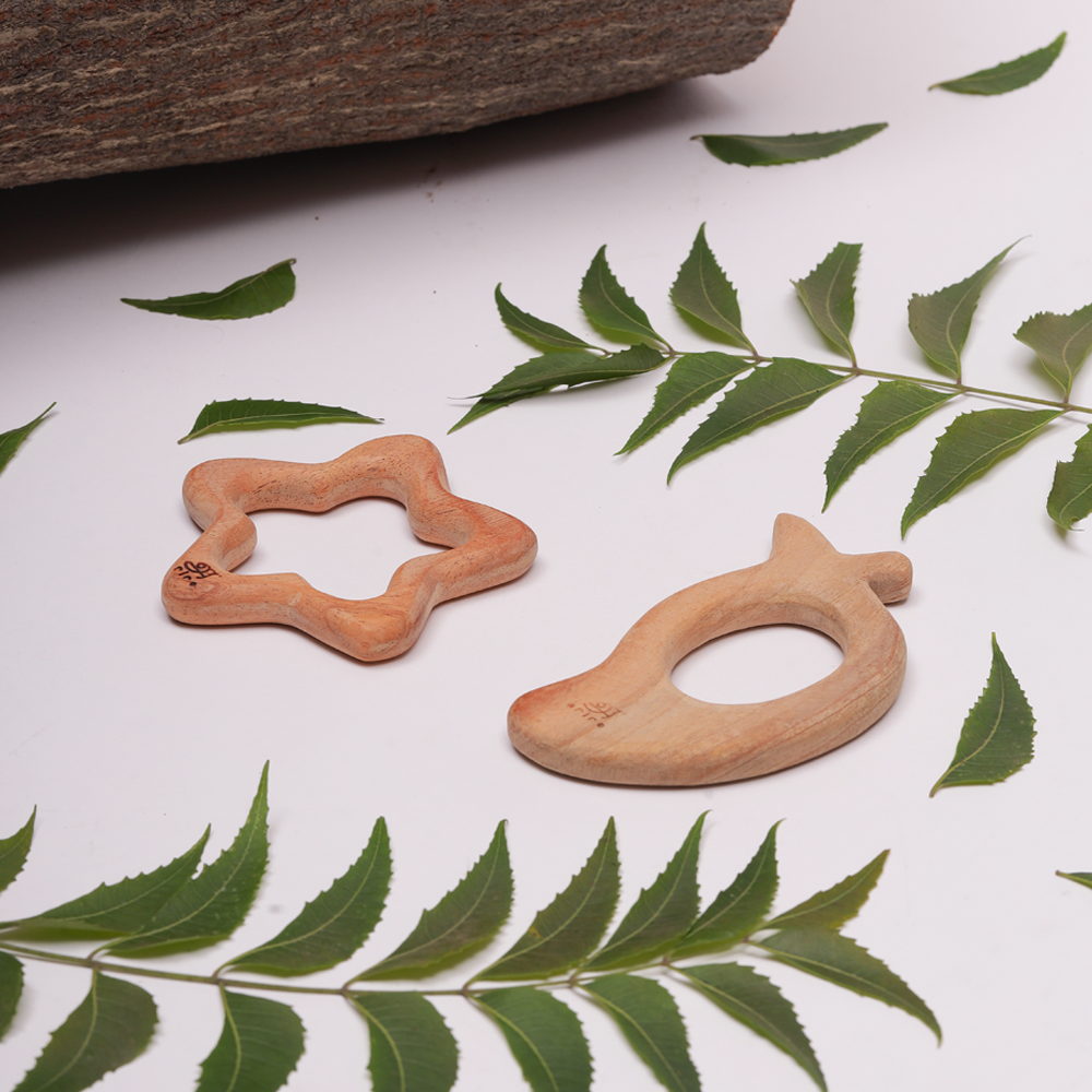 Buy Best Wooden teethers for babies Online India| Organic Neem Wood