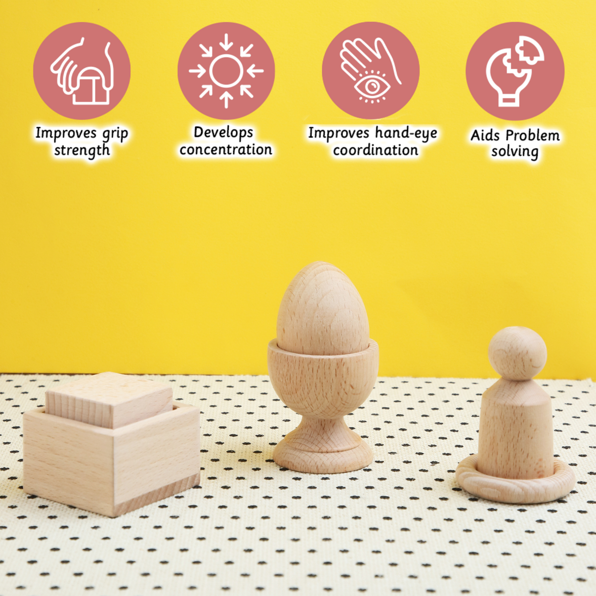 Arirotoys|Montessori Egg and cup,box and cube, peg and ring